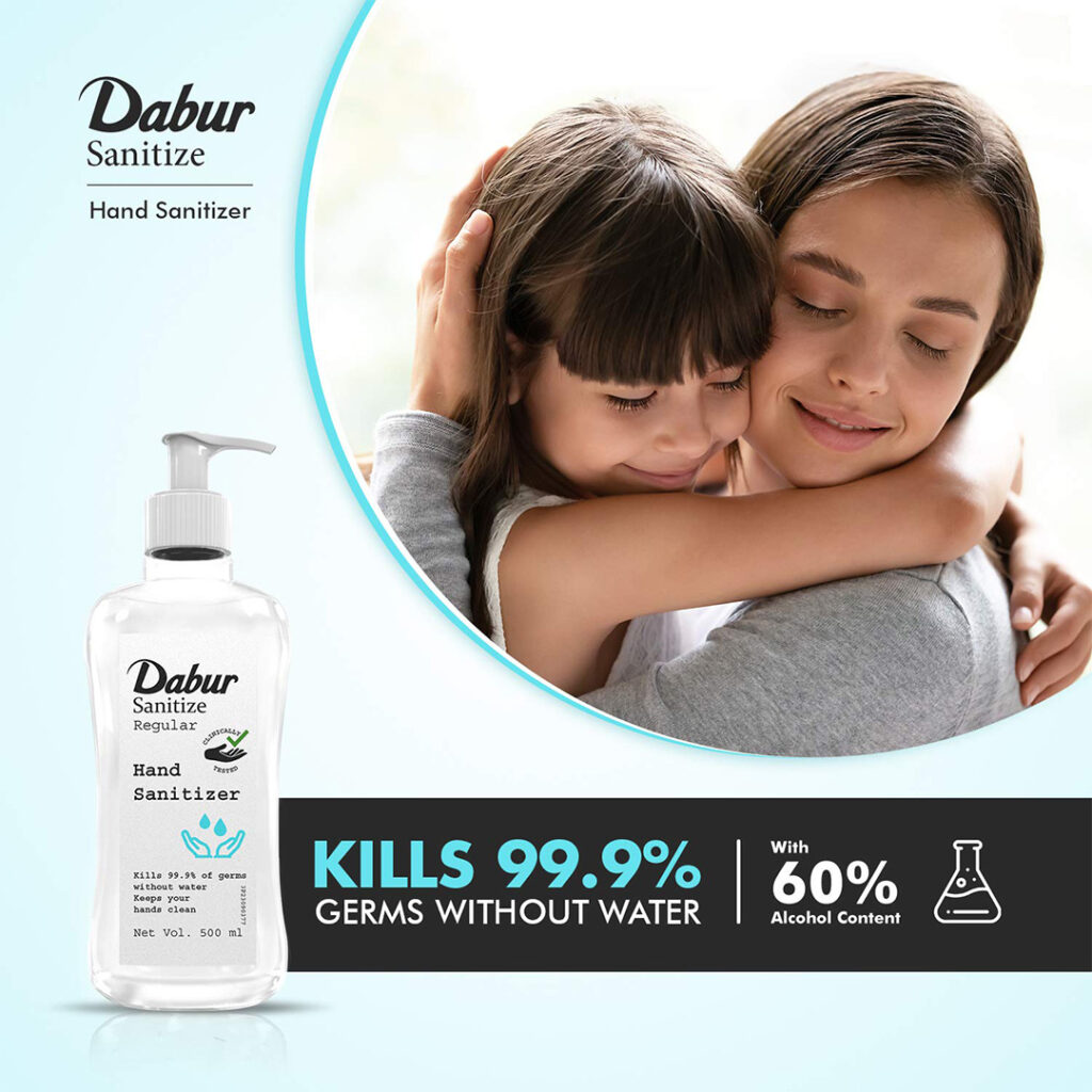 Dabur Sanitize Hand Sanitizer | Alcohol Based Sanitizer (Regular) – 500 ...