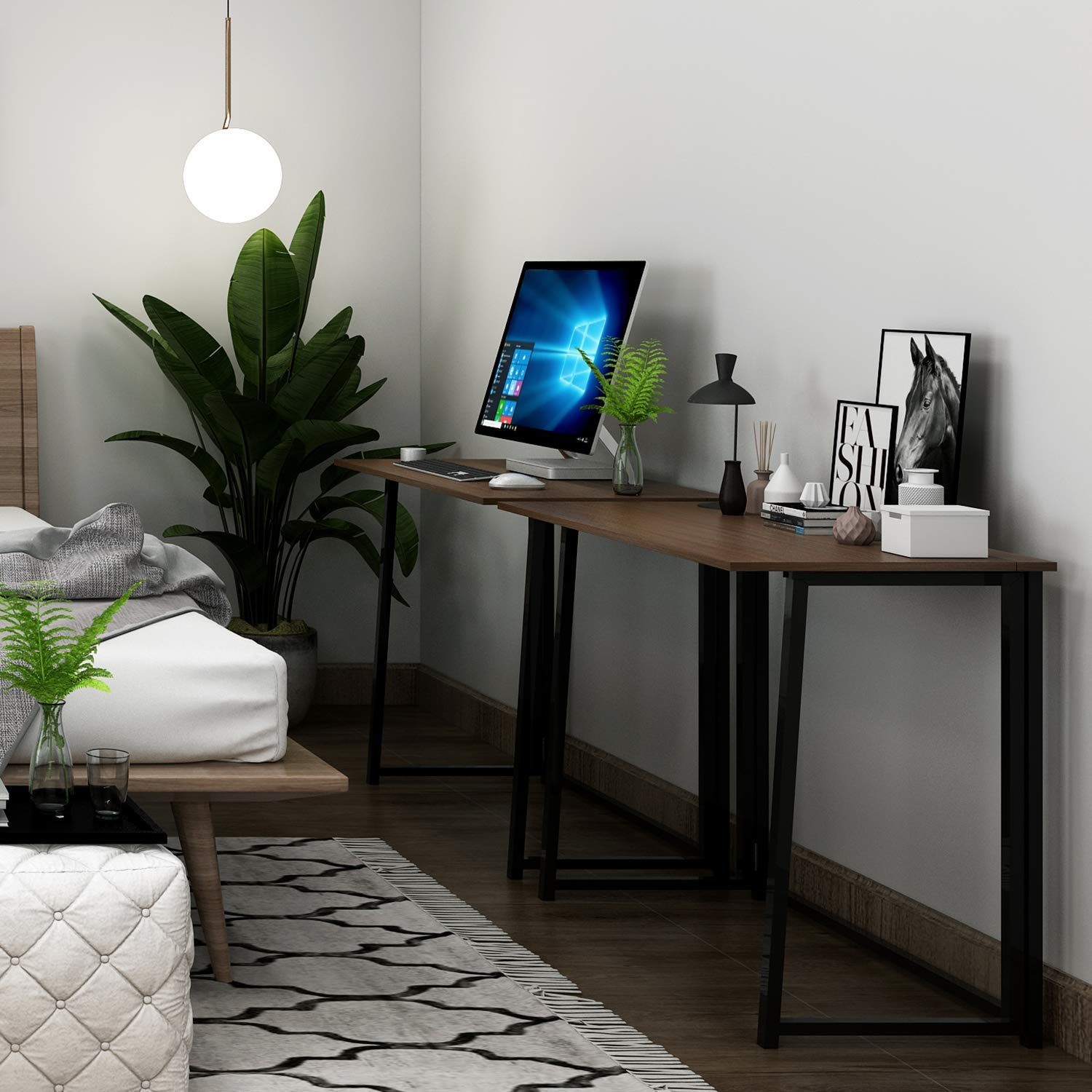 GoRevizon Foldable Study Table Writing Desk Workstation for Small ...