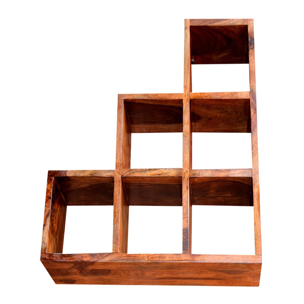 GoRevizon Sheesham Wood Decorative Step Wall Shelf (Natural Honey ...
