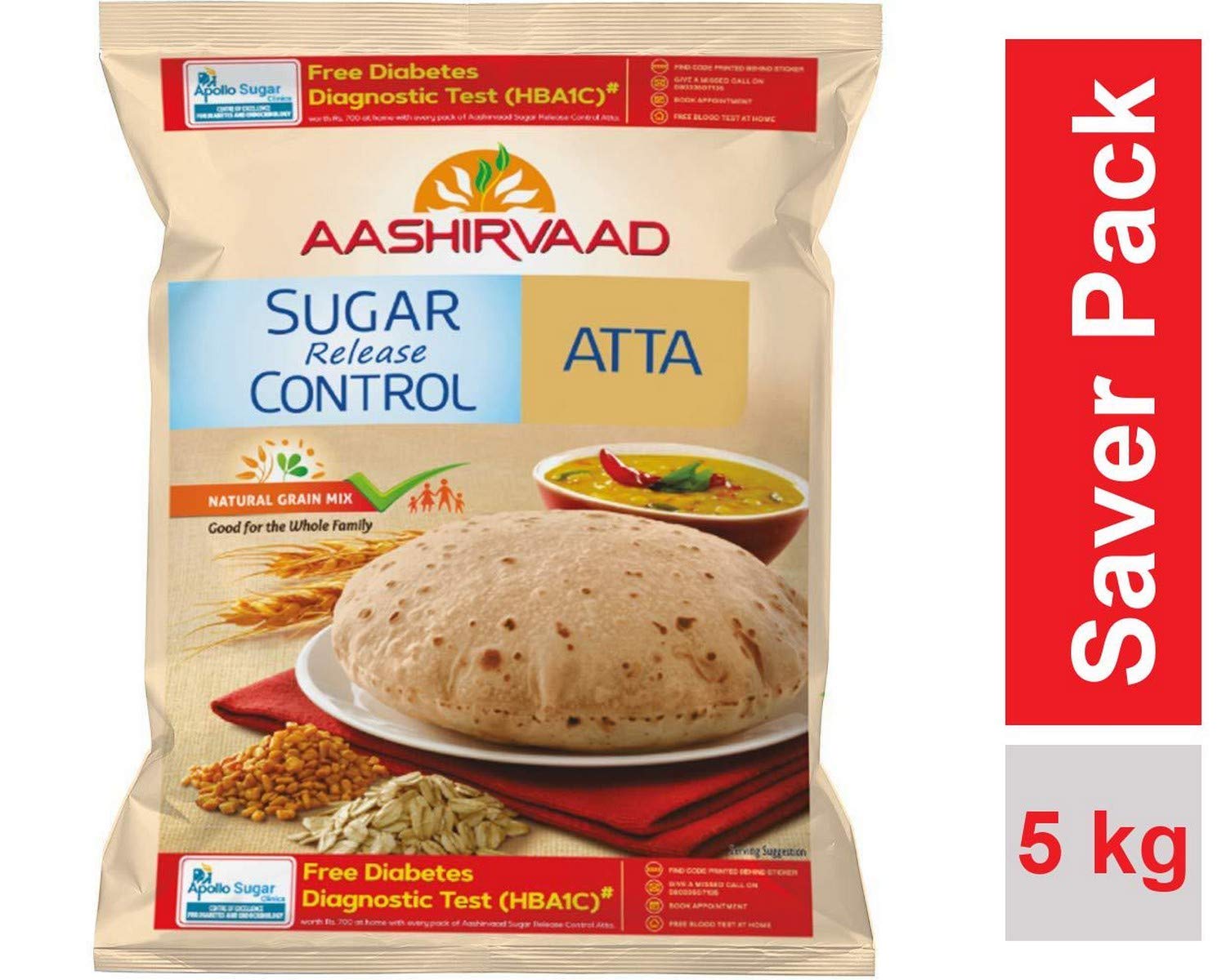 Aashirvaad Sugar Release Control Atta, 5kg | GoRevizon